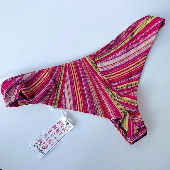 Frankie's Bikinis | Swim | Nwt Frankies Shimmy Pink Gold Red High Leg ...